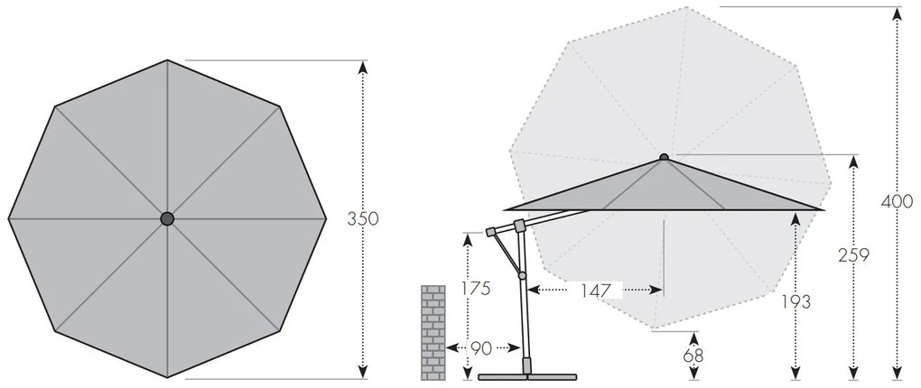 Slunečník DOPPLER Expert 350 cm výkyvný s boční tyčí smaragd T841