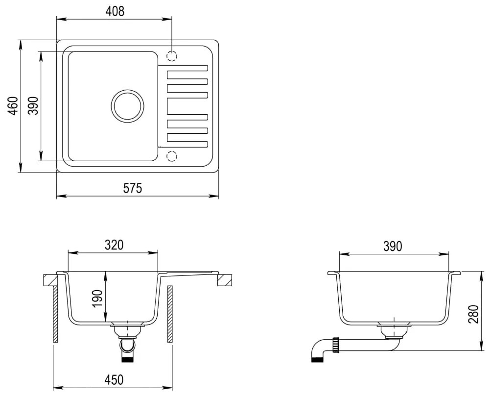 vidaXL Marketos Žulový kuchyňský dřez jednoduchý bílý