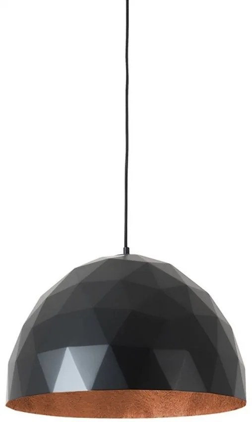 OnaDnes -20% Nordic Design Černé kovové závěsné světlo Auron L s měděnými detaily