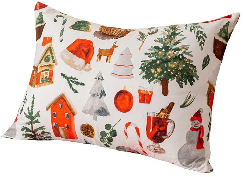 Povlak na polštář z mikrovlákna FESTIVE MAGIC 50x70 cm, bílý