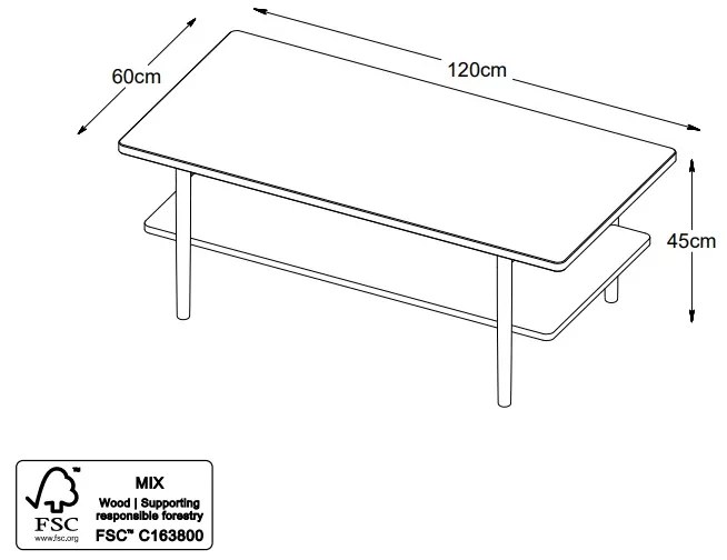 Designový konferenční stolek Zayleigh 120 cm vzor dub
