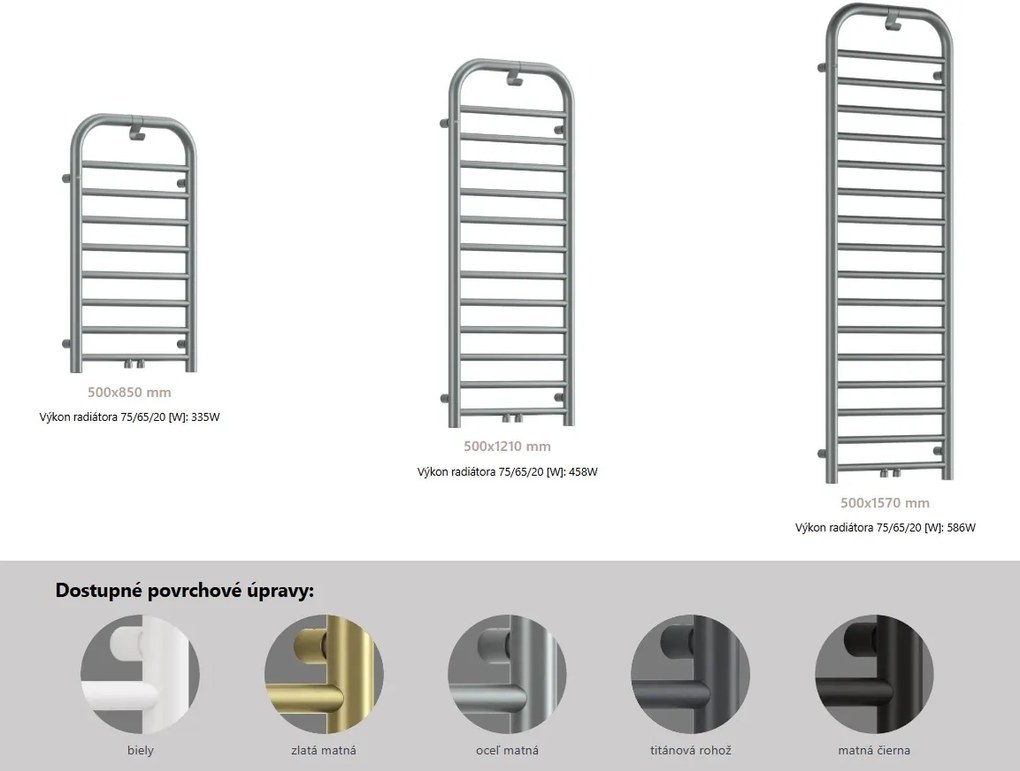 Deante Silia, koupelnový radiátor 500x850 mm, 335W, bílá matná, DEA-AGI_AG31