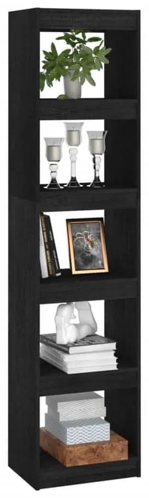 Petromila Knihovna / dělicí stěna černá 40x30x167,5 cm masivní borovice