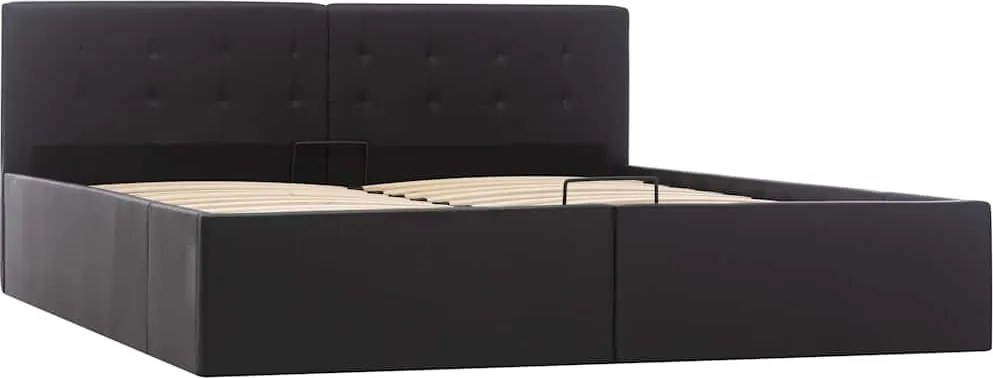 Rám postele zvedací úložný prostor černý umělá kůže 160x200 cm 285514