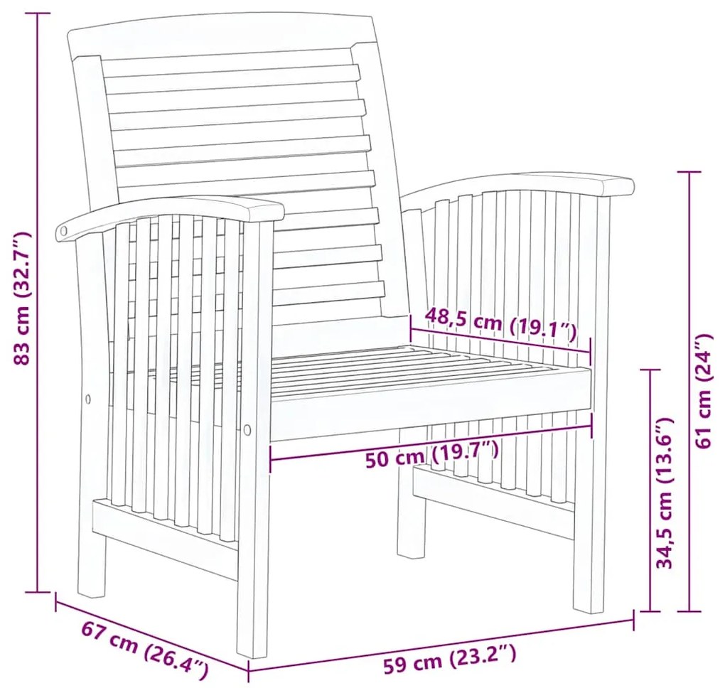 vidaXL Marketos Zahradní židle 2 ks masivní akáciové dřevo