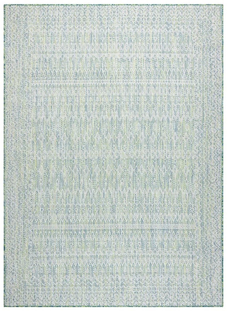 Dywany Łuszczów, Kusový koberec Sion Sisal Aztec 22184 green/blue/ecru – na ven i na doma, 80x150, zelená, chodba / předsíň