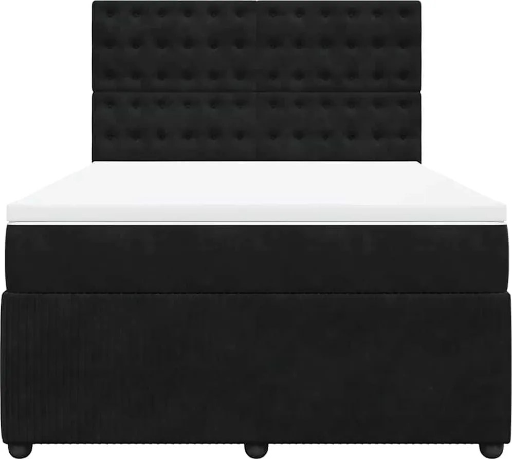 Box spring postel s matrací černá 160x200 cm samet 3292396