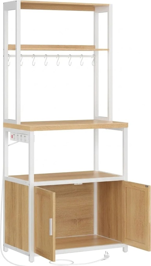 Kuchyňský regál Vasagle Nori 60 cm se zásuvkou bílý/hnědý