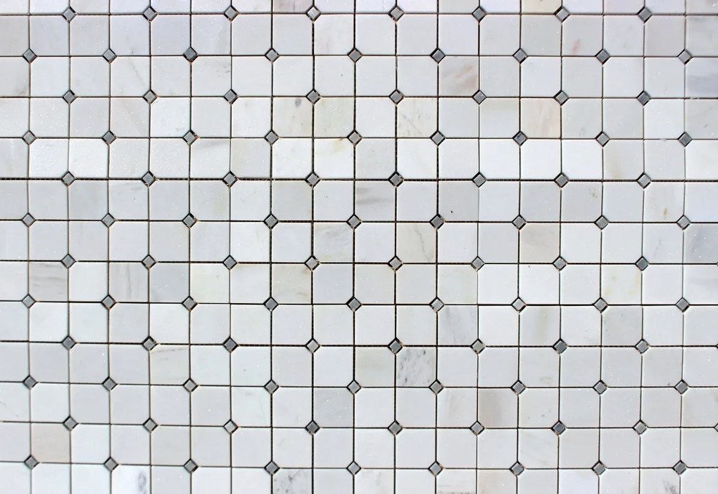 ALFIstyle Kamenná mozaika z mramoru, Octagon milky white