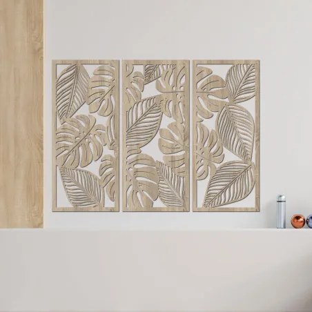 Třídílný obraz na zeď monstera | SENTOP HDF0523