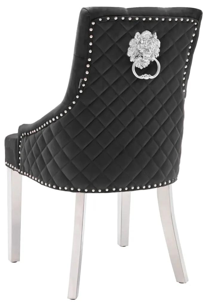 Jídelní židle 6 ks černé samet