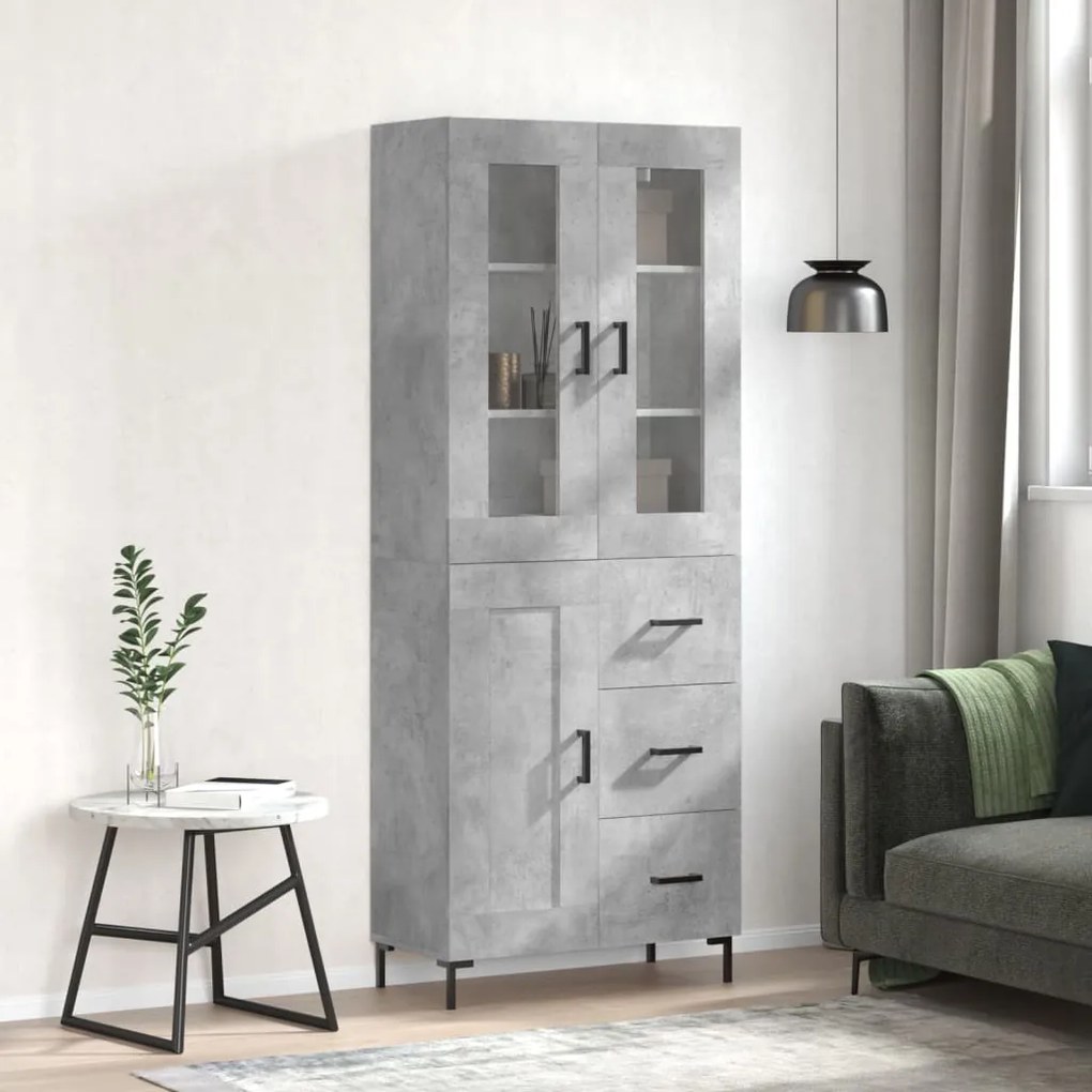 Skříň highboard betonově šedá 69,5x34x180 cm kompozitní dřevo