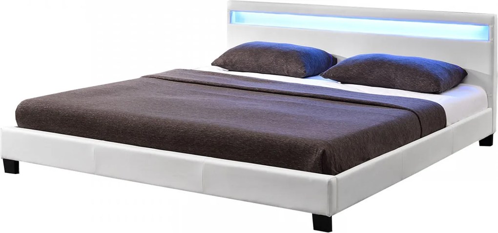 Goleto Čalouněná postel Paris 140 x 200 cm s LED osvětlením | bílá