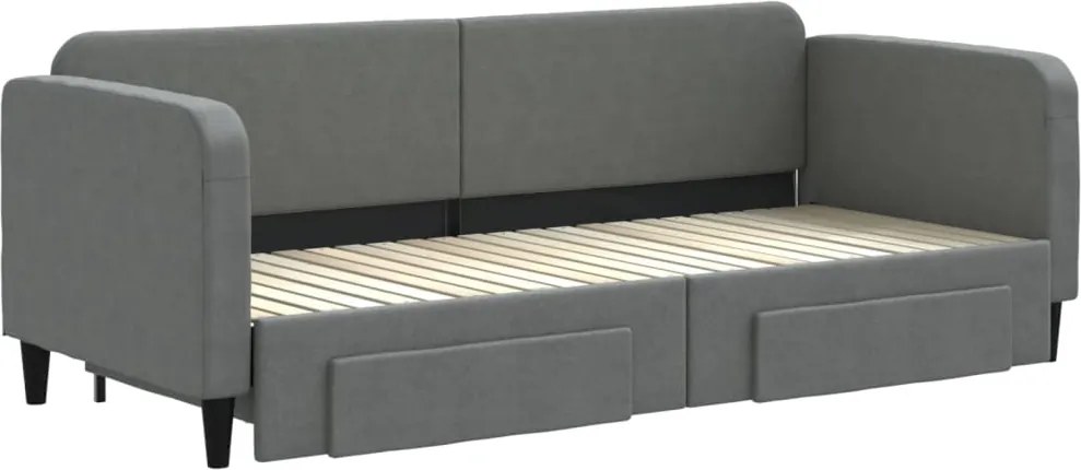 Válenda s přistýlkou a zásuvkami tmavě šedá 80 x 200 cm textil 3196848