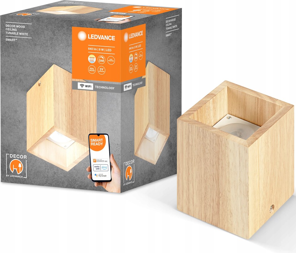 Ledvance Orbis Nástěnné svítidlo dřevo Smart+ Wifi 100x130