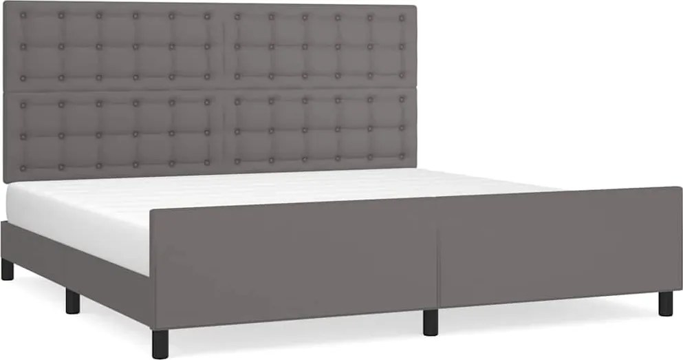 Rám postele s čelem šedý 200x200 cm umělá kůže 3125595