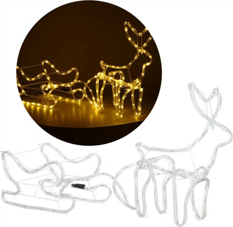 LED Sob se saněmi - 120cm, 144LED, IP44, teplá bílá