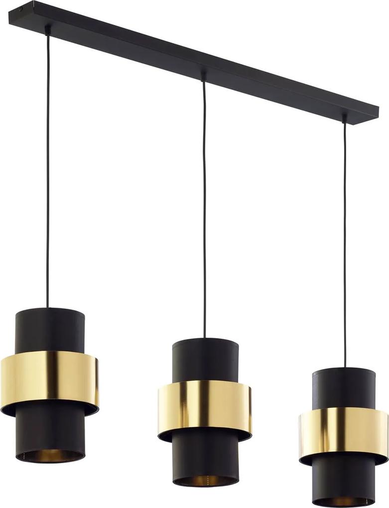 Závěsné moderní osvětlení nad jídelní stůl CALISTO, 3xE27, 60W, černozlaté  Tlg ADRIANO | BIANO