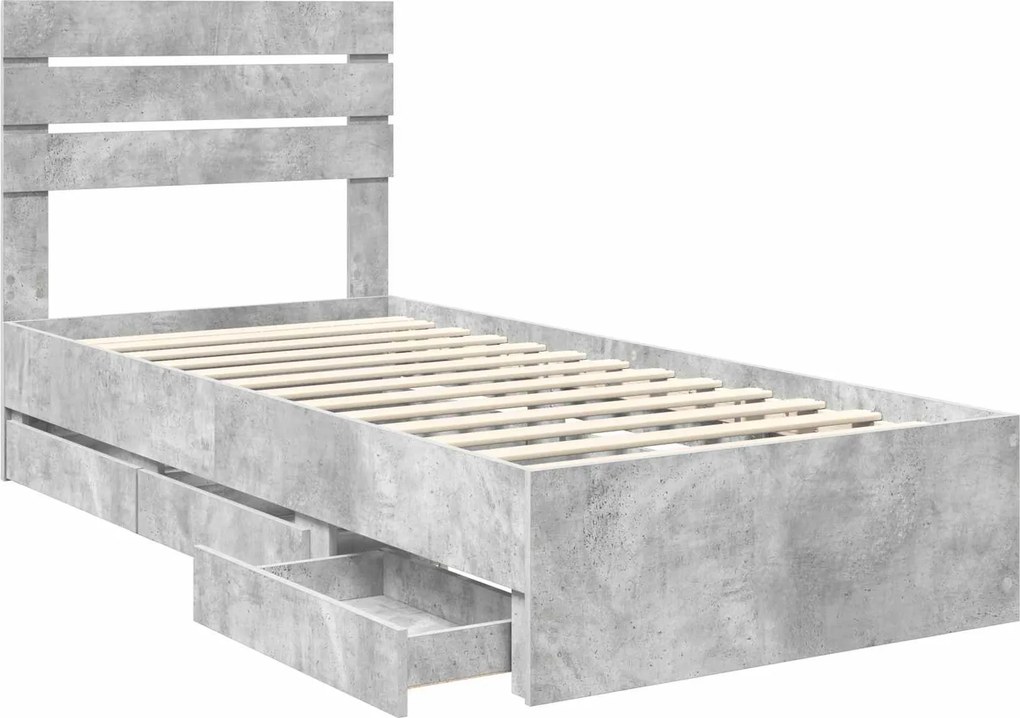 Rám postele s čelo Betonově šedá 75 x 190 cm Inženýrské dřevo 3411541