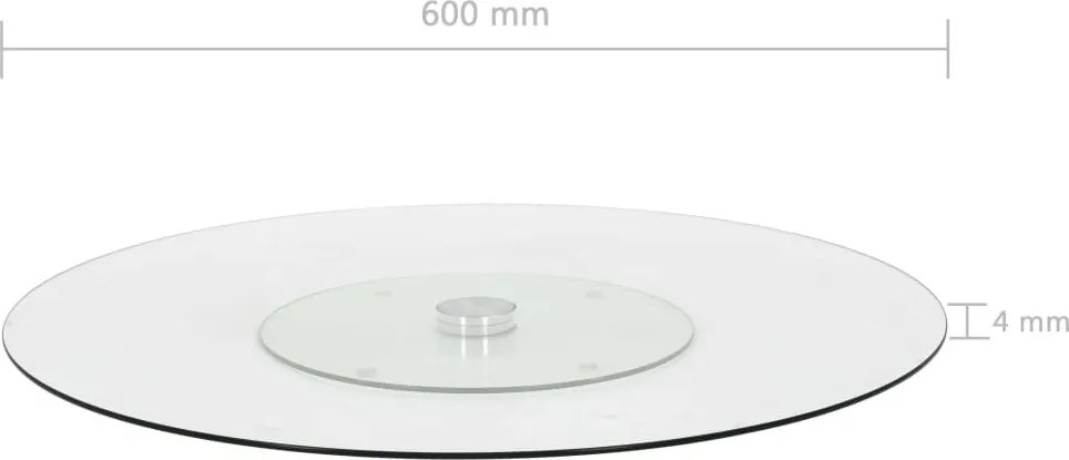 vidaXL Otočný servírovací tác transparentní 60 cm tvrzené sklo [249498]