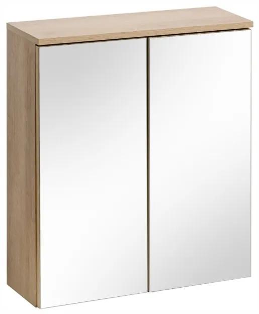 MAXIVA Závěsná skříňka se zrcadlem - REMIK 842, šířka 60 cm, dub riviéra