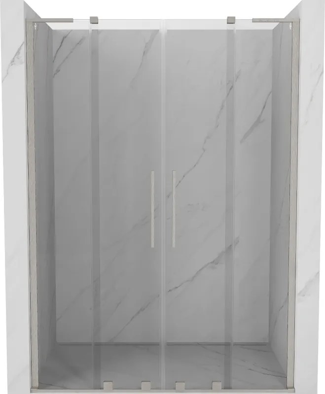 Mexen Velar L Duo, posuvné sprchové dveře do otvoru 140 cm, 8mm čiré sklo, broušená ocel, 871-140-003-02-97