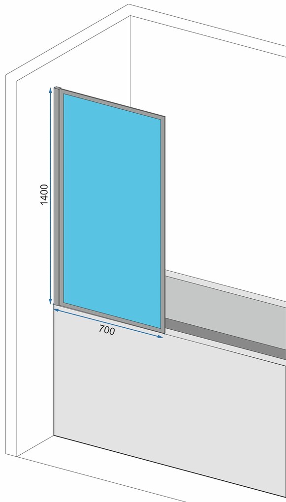 Vanová zástěna REA LAGOS-1 FIX 70 cm, černá/transparent