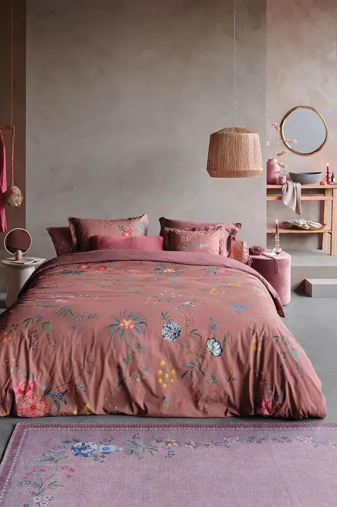Pip Studio povlečení Fleur Grandeur, růžová, 140x200 + 70x90cm, bavlněný perkál (Luxusní perkálové povlečení na jednolůžko)
