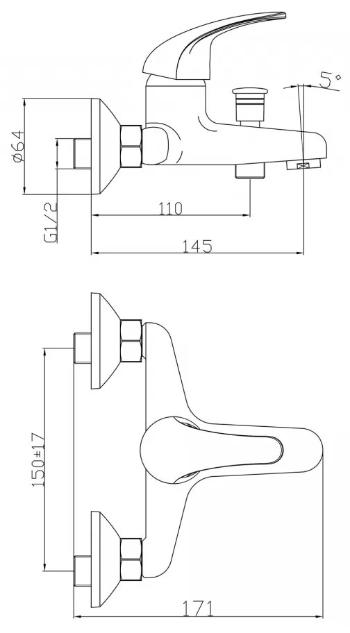 Baterie vanová, 150mm, ram. 9cm, 35mm, chrom, BALLETTO