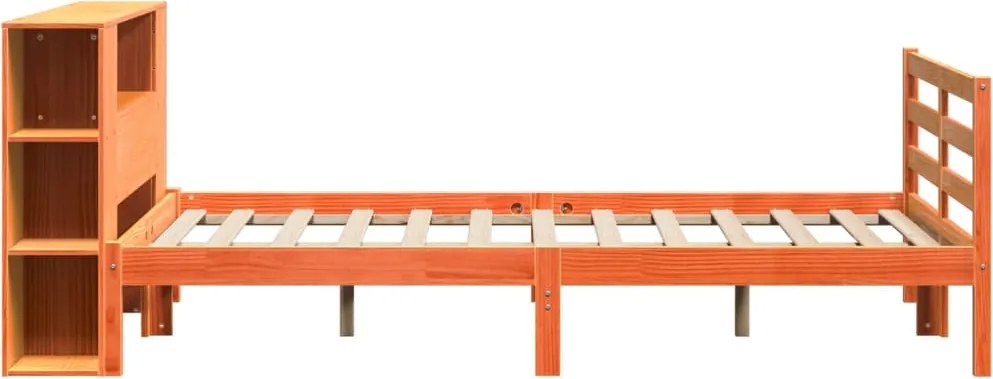 Postel s knihovnou bez matrace 135 x 190 cm masivní borovice 3321863