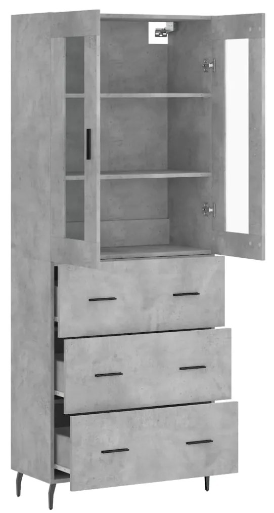 Skříň highboard betonově šedá 69,5x34x180 cm kompozitní dřevo - Default Title