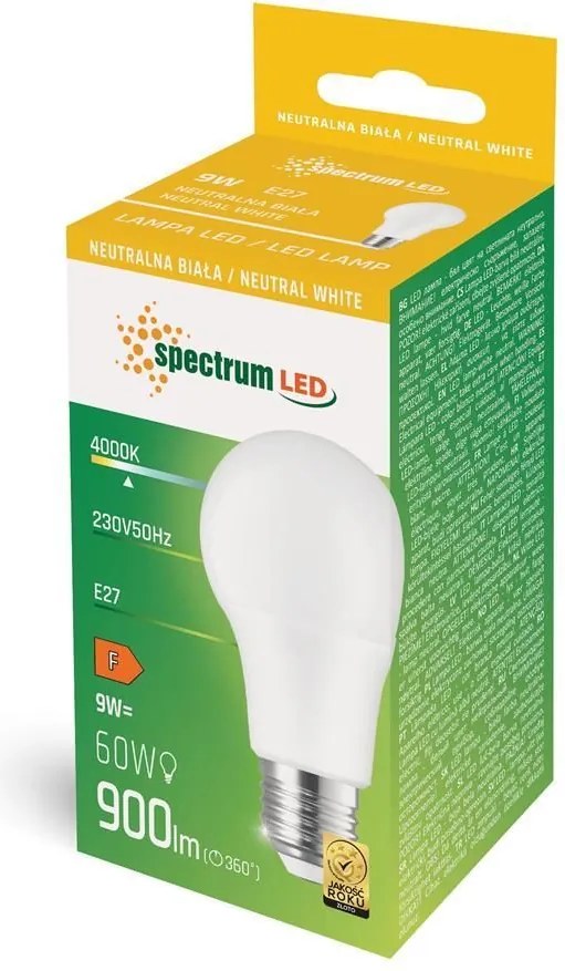 Toolight Toolight, LED studená žárovka E27 900lm 230V 9W WOJ+14611, OSW-02222