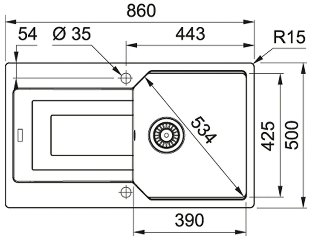 Franke Urban UBG 611-86, 860x500 mm, fragranitový dřez, šedý kámen 114.0700.115