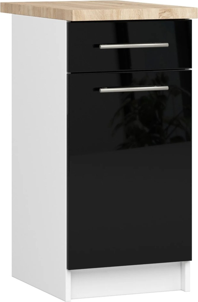 Kuchyňská skříňka Olivia S40 SZ1 bílá/černý lesk