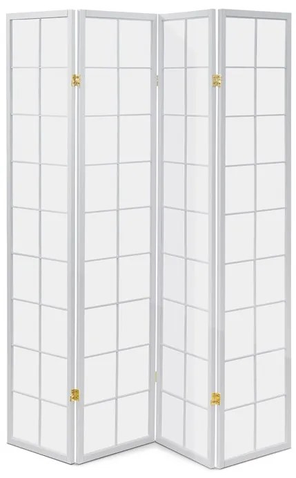 Autronic Paraván dřevěný 4 dílný EF-E804 Barva: Bílá