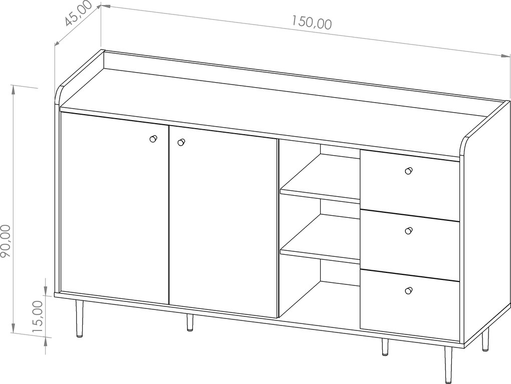 GAB Komoda NEFERTUM K2D3SZ, 150 cm