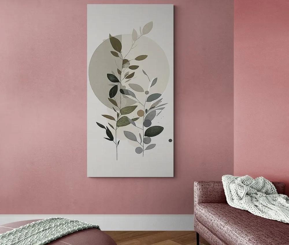 Obraz minimalistické rostlinky s bohémským nádechem - 60x120
