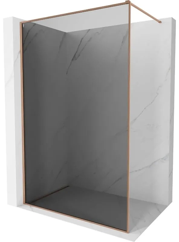 Mexen, Mexen Kioto-XF sprchová stěna s rámem 140 x 202 cm, grafit 10 mm, broušená měď - 800-140-104-65-40-X