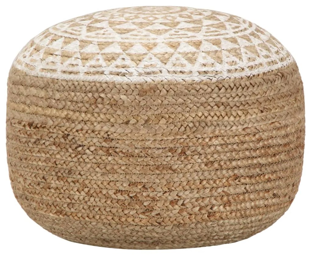 Ručně vyrobený sedací puf bílý 45 x 30 cm juta 248085