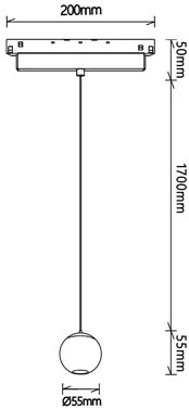 Mantra Magneto 48V Gruissan, černozlatý závěs LED 7W 2700K 38°, TRIAC, průměr 5,5cm