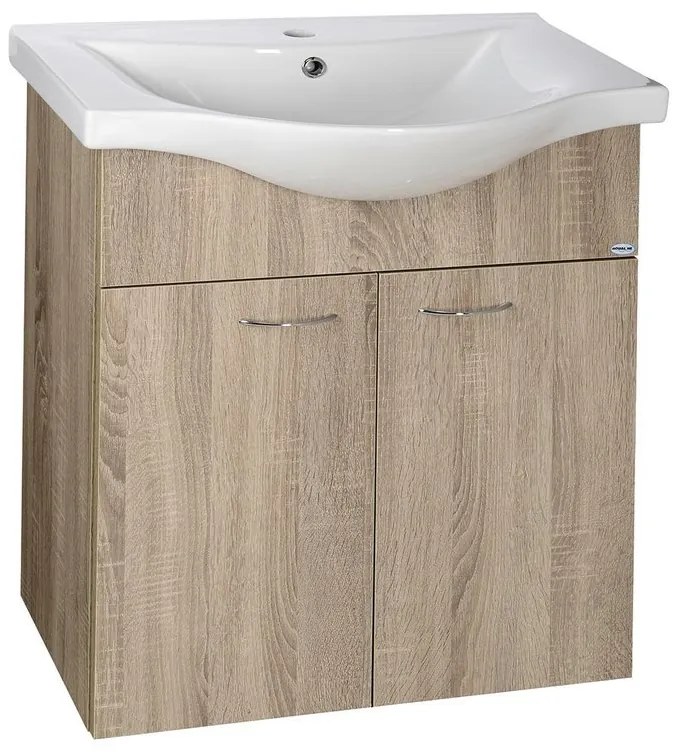 Aqualine KERAMIA FRESH umyvadlová skříňka 60,6x74x34cm, dub platin 50065