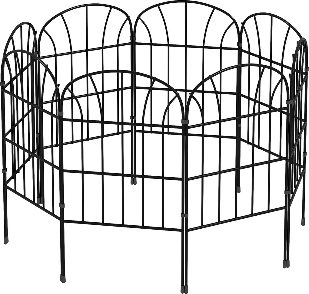 Outsunny zahradní plot dekorativní kovový plot sada 8 zásuvných plotů pro balkon terasu černý 93x150cm stabilní a stylový | Aosom.de