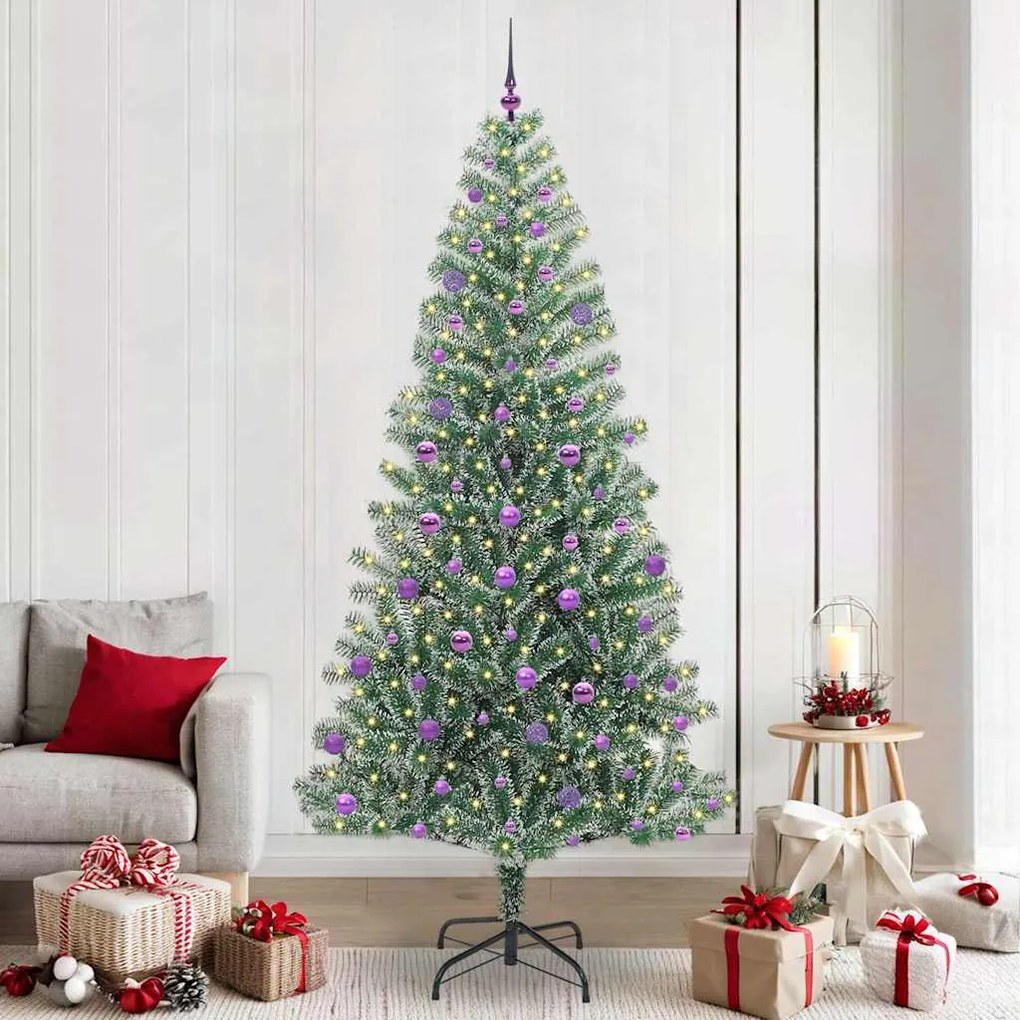Umělý vánoční stromeček se sněhem a LED osvětlením 240 cm 3396839