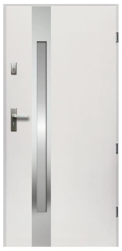 O.K. Doors® Vchodové dveře Hestia, 90 P, rozměr vč. zárubně: 1000 × 2070 mm, ocel, pravé, bílé, prosklené