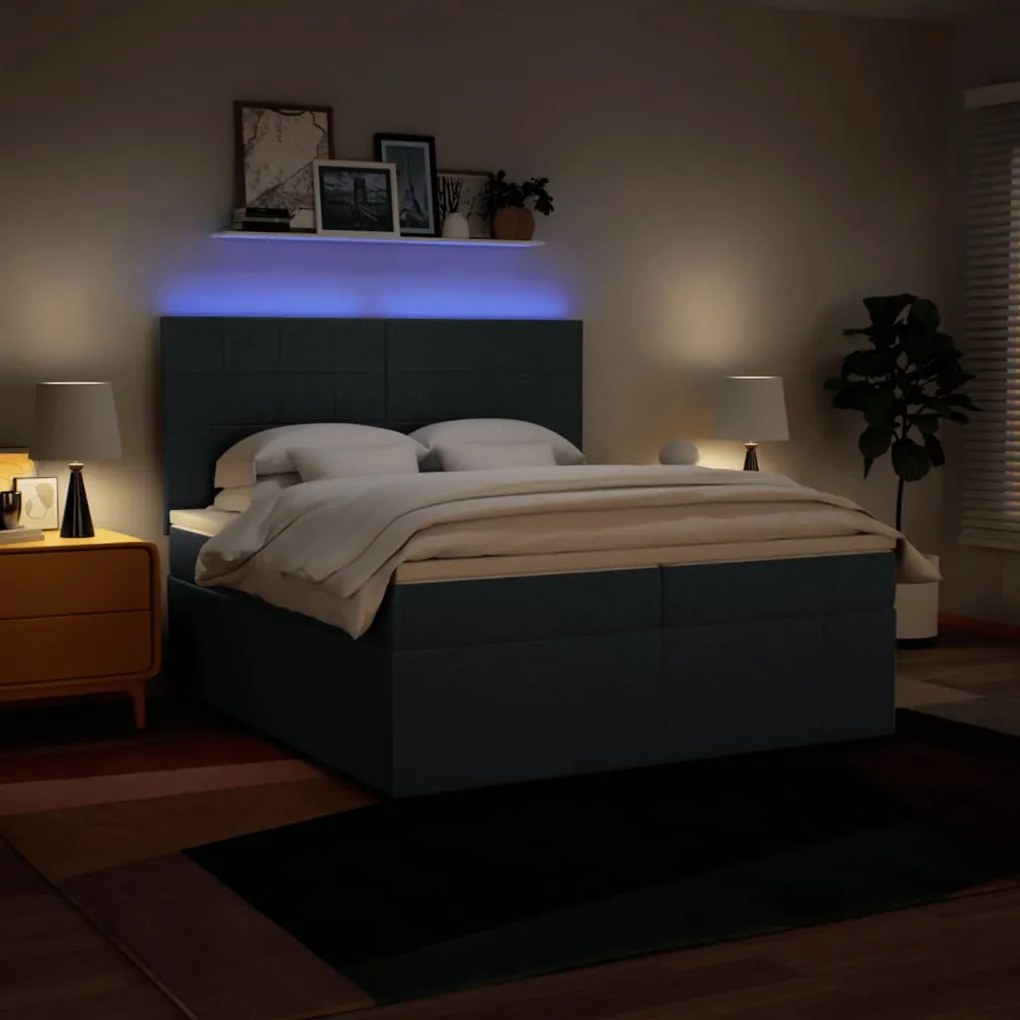 Box spring postel s matrací modrá 200x200 cm textil 3294081