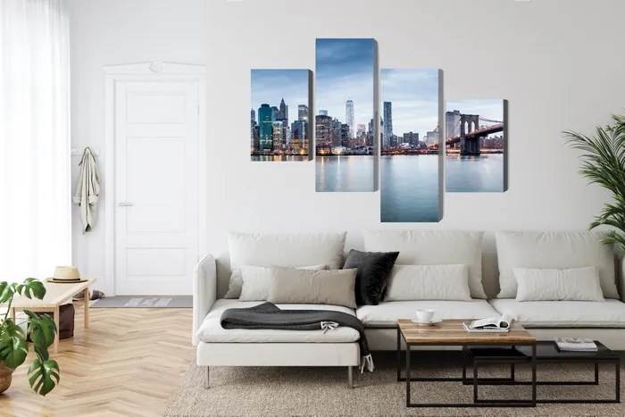 Vícedílný obraz Panoramatický Výhled Na Město New York Nedostatek Nedostatek Přírodní plátno 240x150