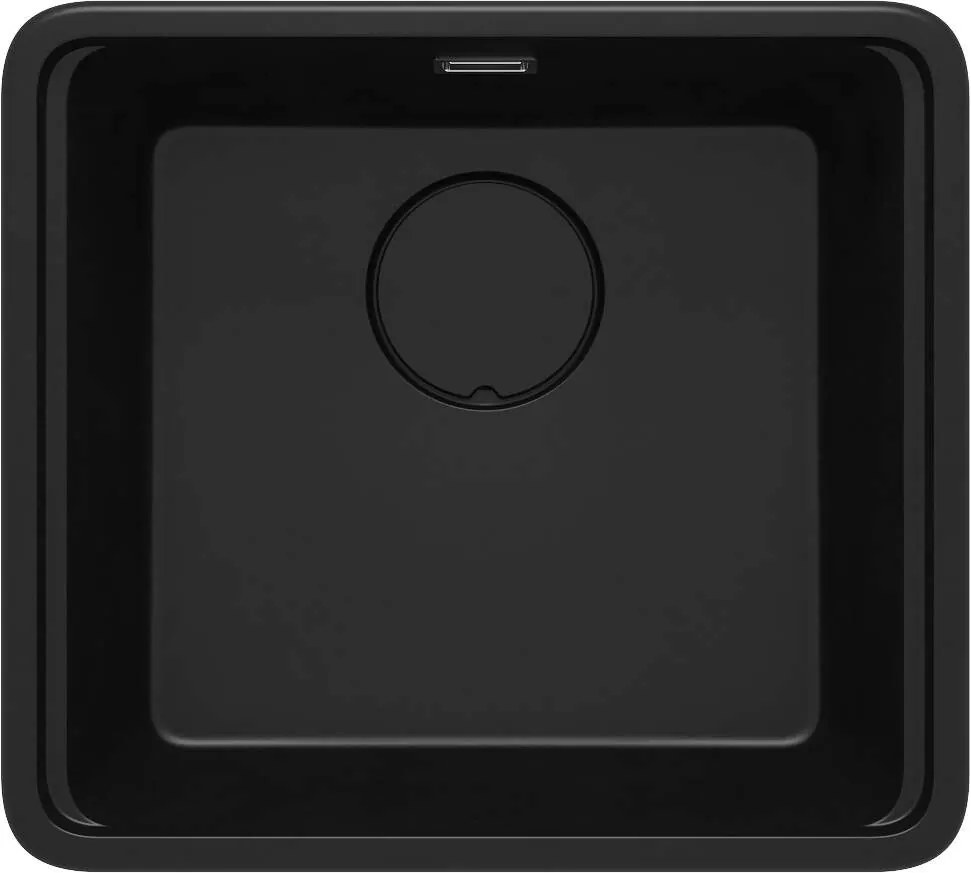 Deante Momi, 1-komorový granitový dřez 500x450x230 mm s úsporným sifonem, černá matná, DEA-ZKM_N10A