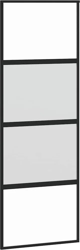 Posuvné dveře černé 76 x 205 cm tvrzené sklo a hliník 155219