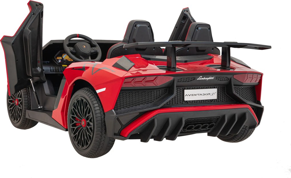 Ramiz Elektrické autíčko Lamborghini Aventador SV pro 2 děti červené + dálkové ovládání 2,4 GHz + EVA pěna + LED audio