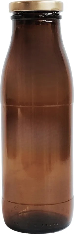 Skleněná láhev na mléko 500 ml hnědá se zlatým víčkem JOTA
